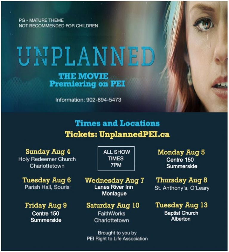 Unplanned — Movie Presentation August 4 to 13 | Diocese of Charlottetown
