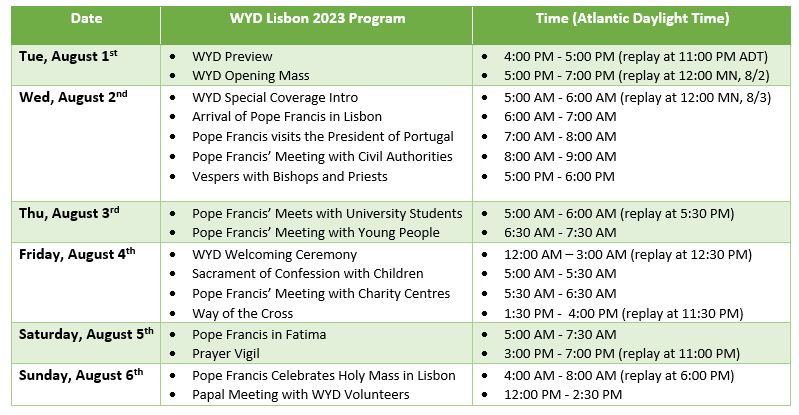 World Youth Day Lisbon 2023 | Diocese of Charlottetown